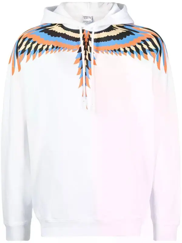 COUNTY OF MILAN Wings-print Cotton Hoodie - White