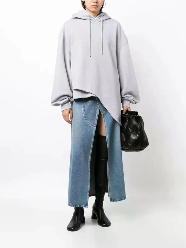 SYSTEM Logo-patch Cotton Denim Skirt