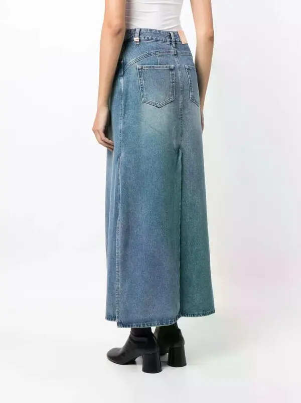 SYSTEM Logo-patch Cotton Denim Skirt
