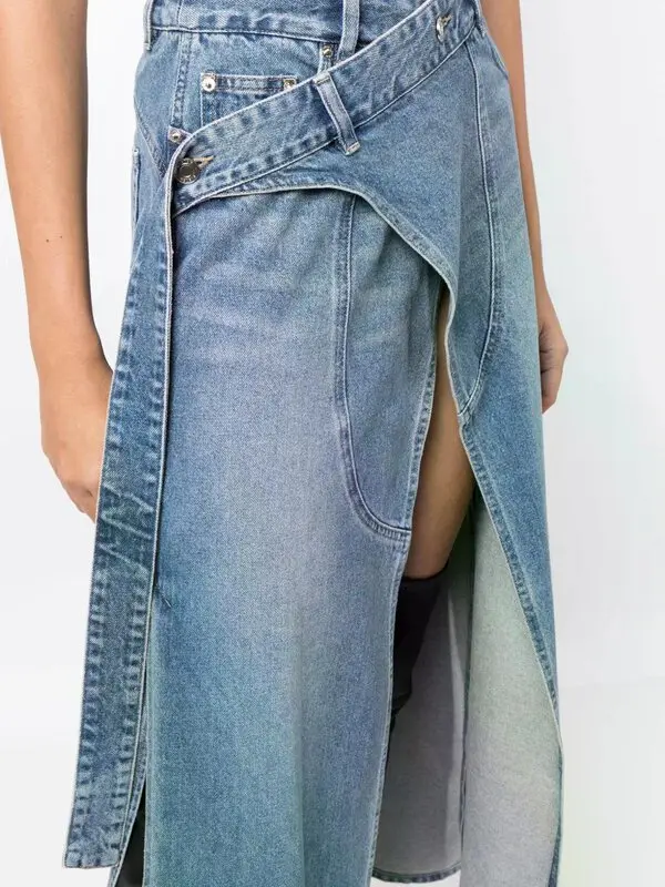 SYSTEM Logo-patch Cotton Denim Skirt