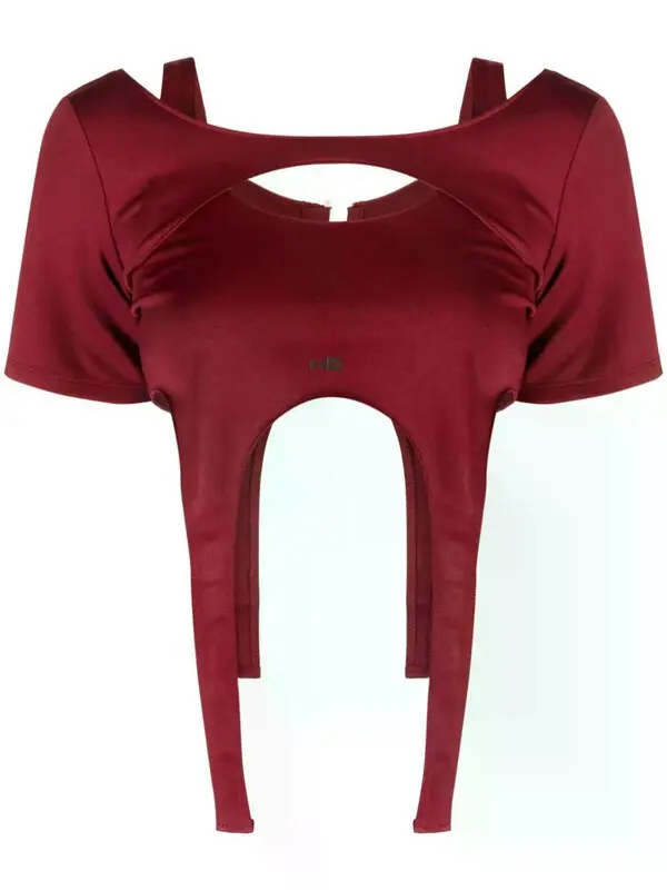 HELIOT EMIL Cropped Asymmetric T-shirt - Red