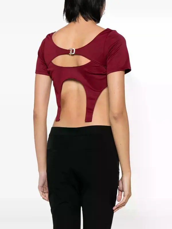 HELIOT EMIL Cropped Asymmetric T-shirt - Red