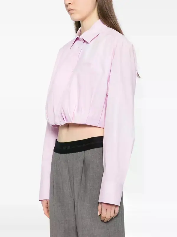 MSGM Embroidered Cropped Shirt