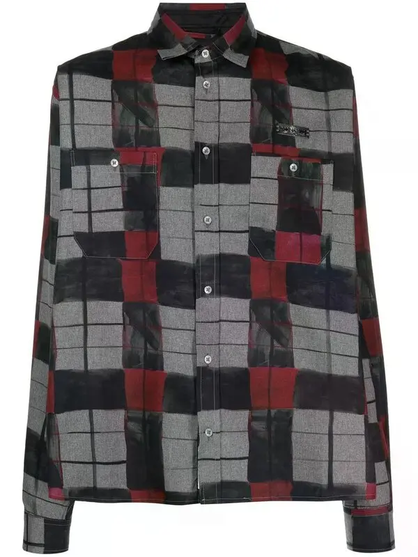 4SDESIGNS Checked Pattern Long Sleeved Shirt