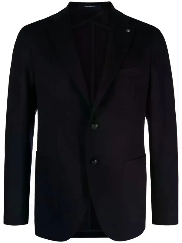 Tagliatore Single-breasted Wool Blend Blazer - Blue