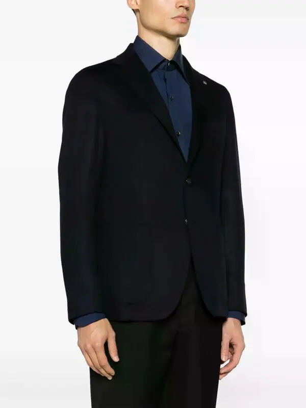 Tagliatore Single-breasted Wool Blend Blazer - Blue