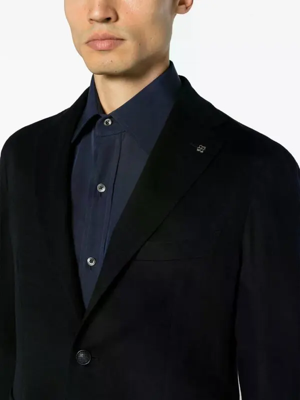Tagliatore Single-breasted Wool Blend Blazer - Blue