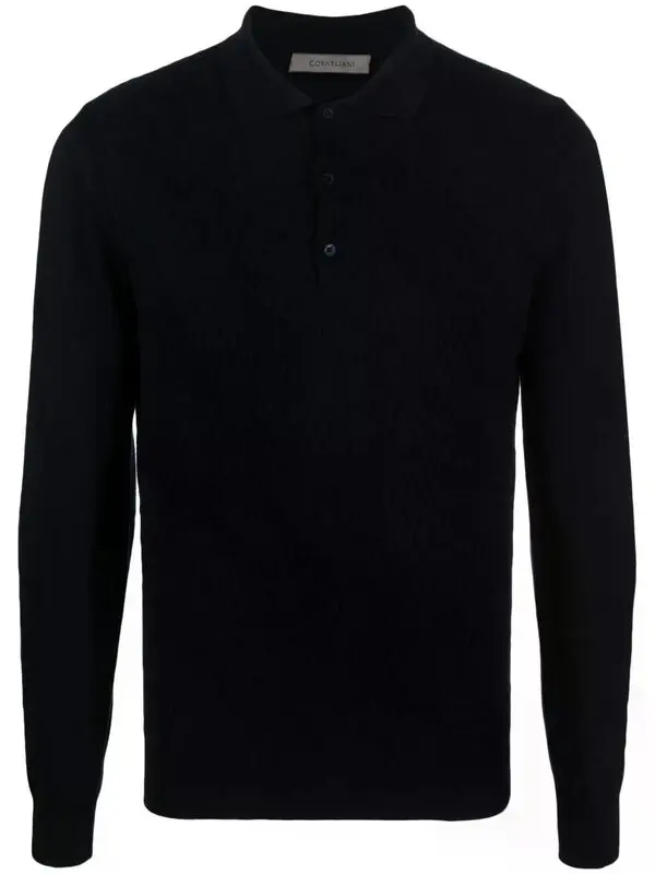 Corneliani Virgin Wool Polo Shirt - Blue