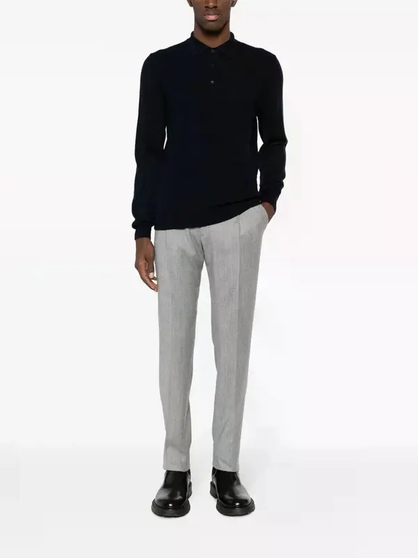 Corneliani Virgin Wool Polo Shirt - Blue
