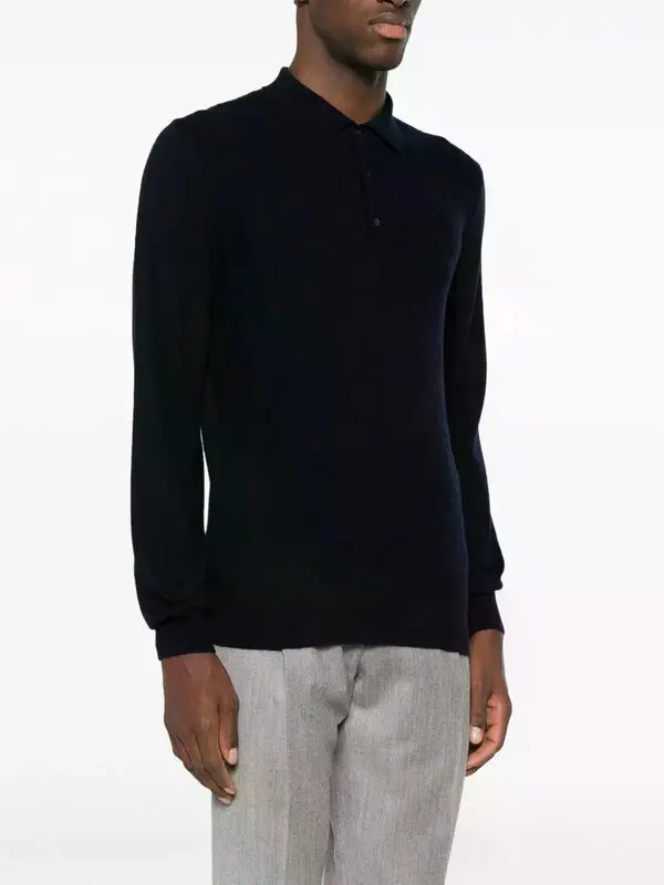 Corneliani Virgin Wool Polo Shirt - Blue