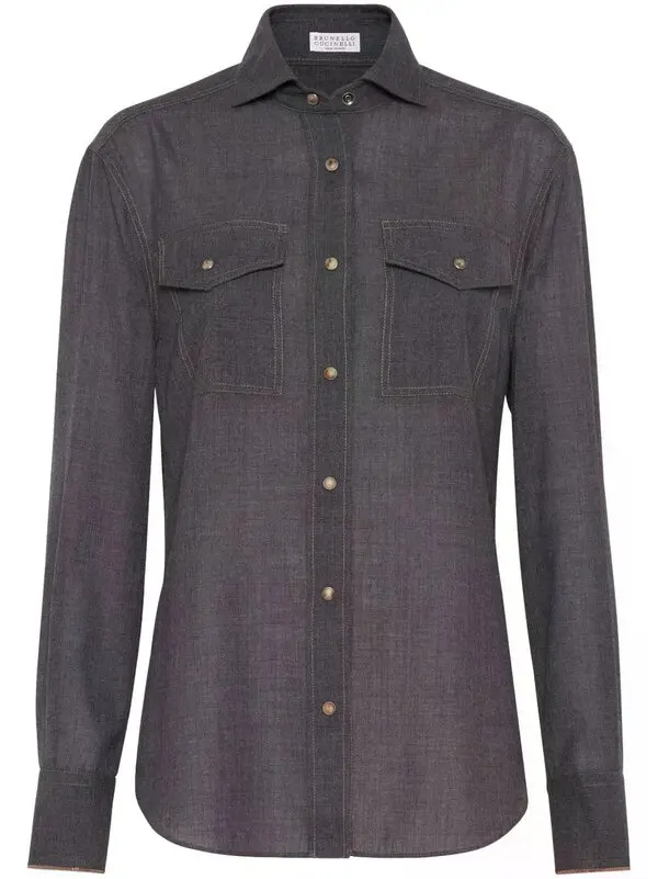 Brunello Cucinelli Monili-trim Virgin Wool Shirt
