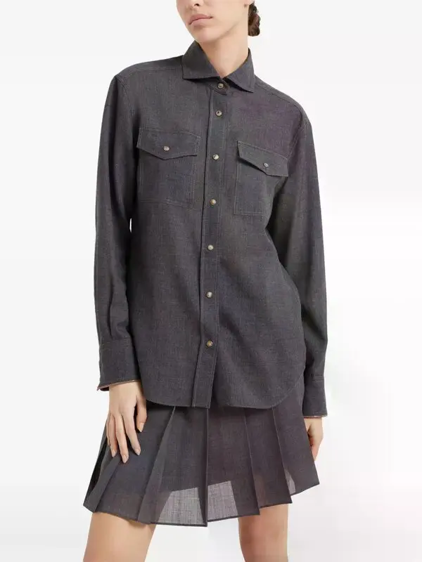 Brunello Cucinelli Monili-trim Virgin Wool Shirt