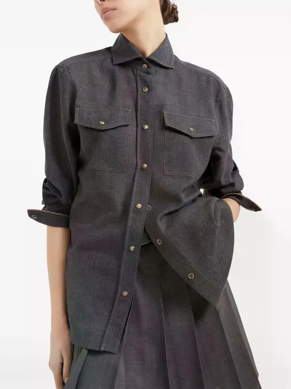 Brunello Cucinelli Monili-trim Virgin Wool Shirt
