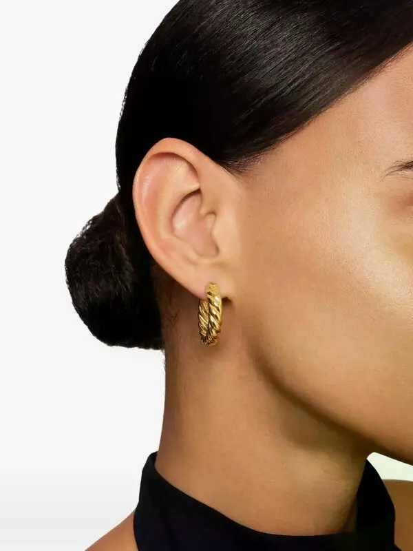 David Yurman 18kt Yellow Sculpted Cable Hoop Earrings