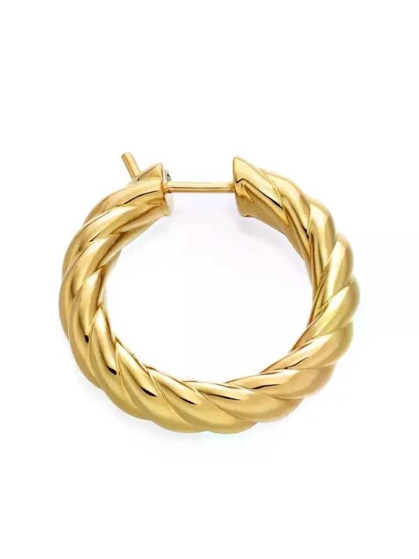 David Yurman 18kt Yellow Sculpted Cable Hoop Earrings