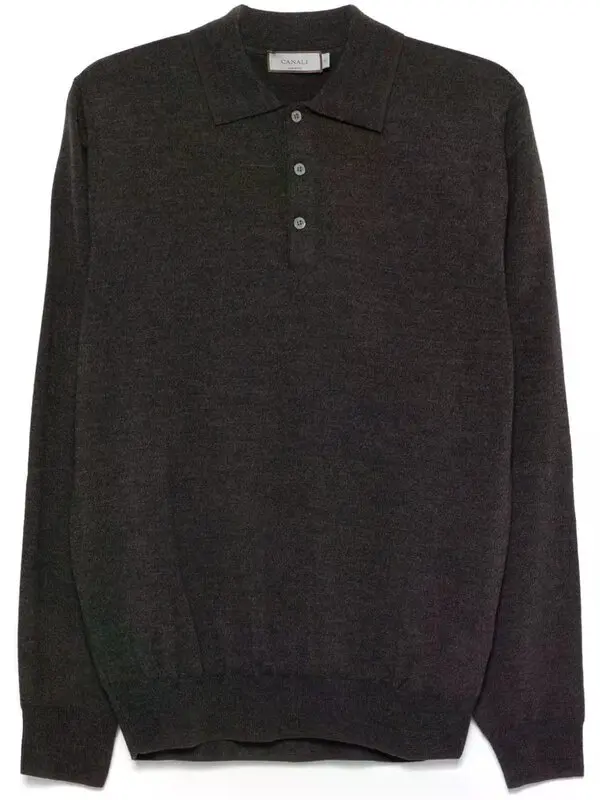Canali Wool Polo Shirt - Brown