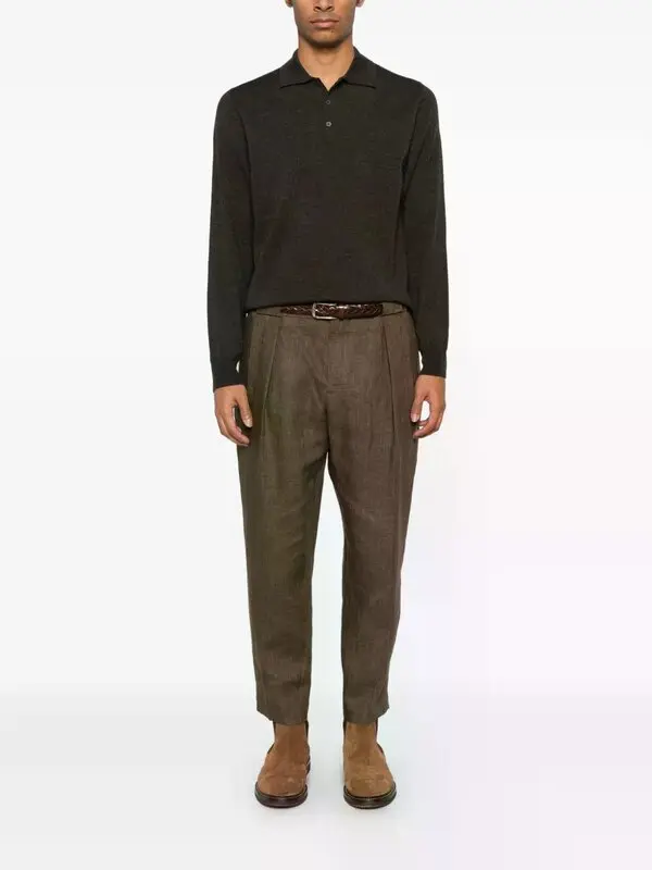 Canali Wool Polo Shirt - Brown