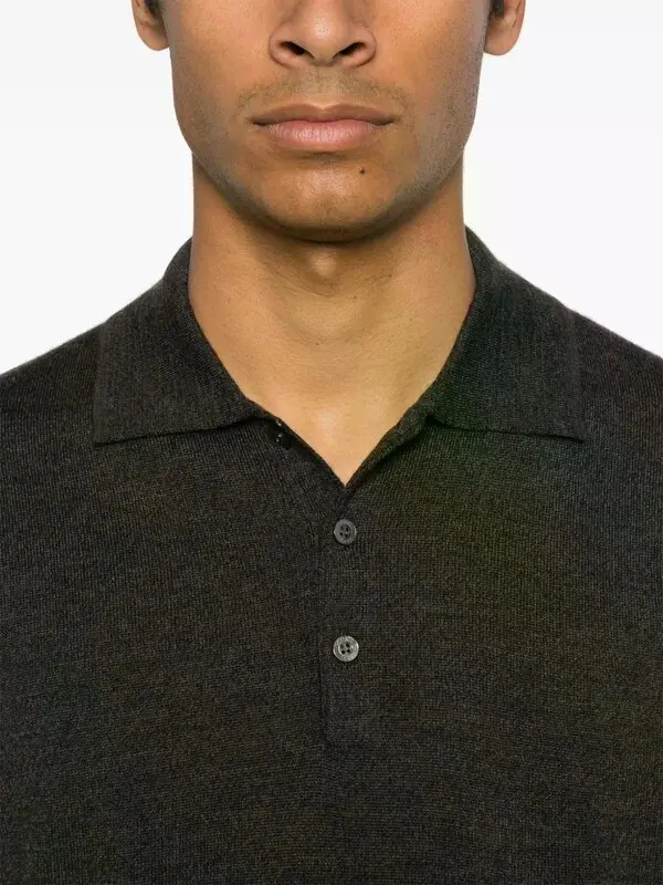 Canali Wool Polo Shirt - Brown