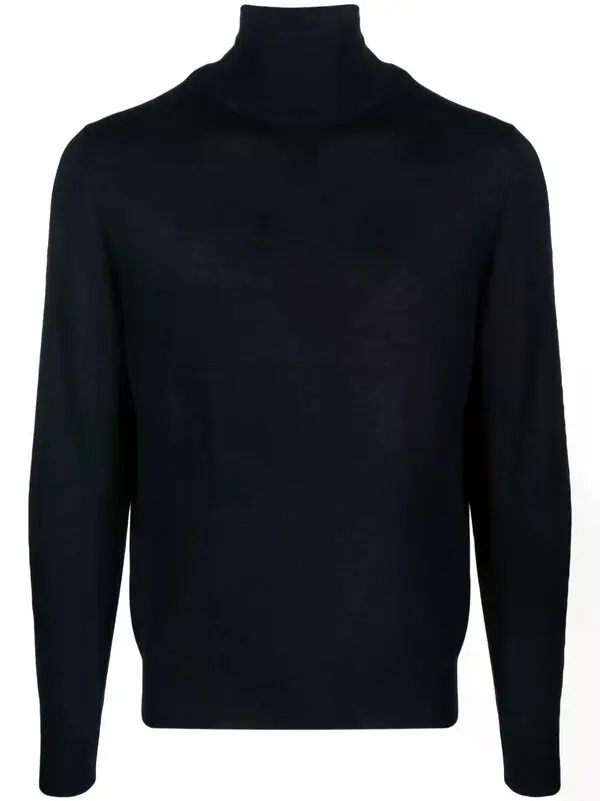 Canali Fine-knit Roll-neck Jumper - Blue