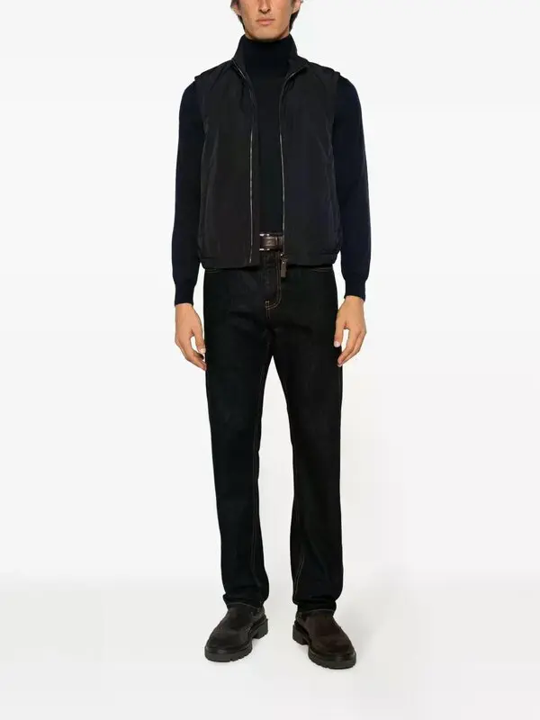 Canali Fine-knit Roll-neck Jumper - Blue