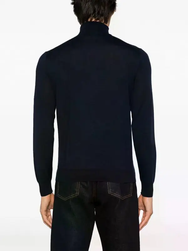 Canali Fine-knit Roll-neck Jumper - Blue
