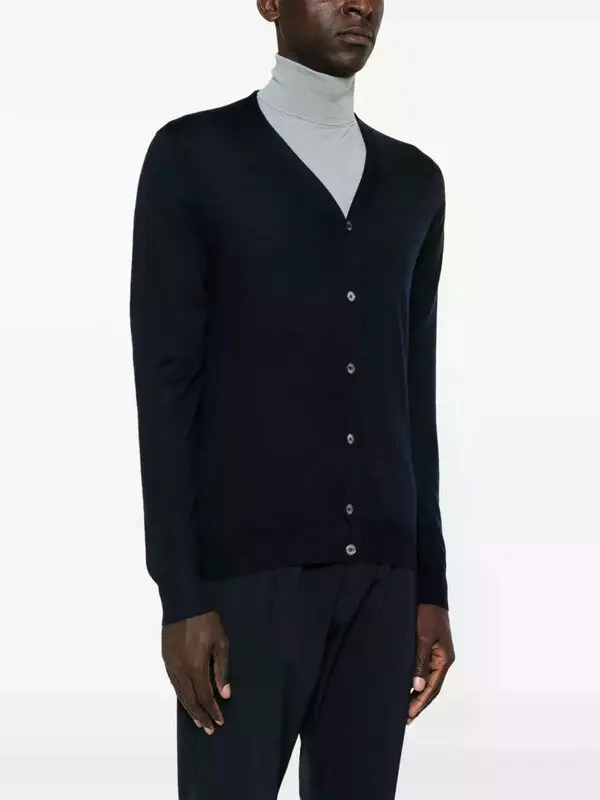 Fedeli V-neck Buttoned Cardigan - Blue