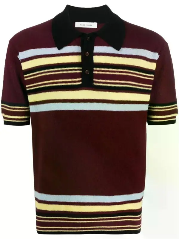 WALES BONNER Wander Striped Wool Polo Shirt