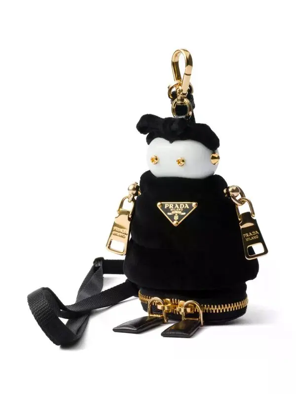 Prada Logo-plaque Robot Bag Charm - Black