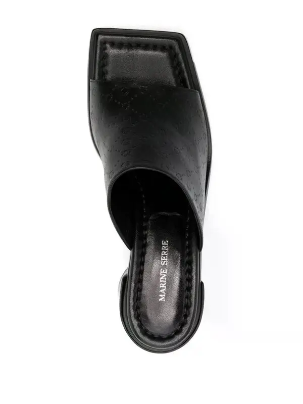 MARINE SERRE Calf Leather Moonogram Sandals