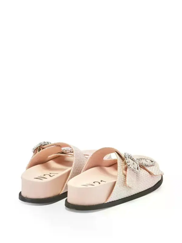 N°21 Crystal-embellished Woven Slides