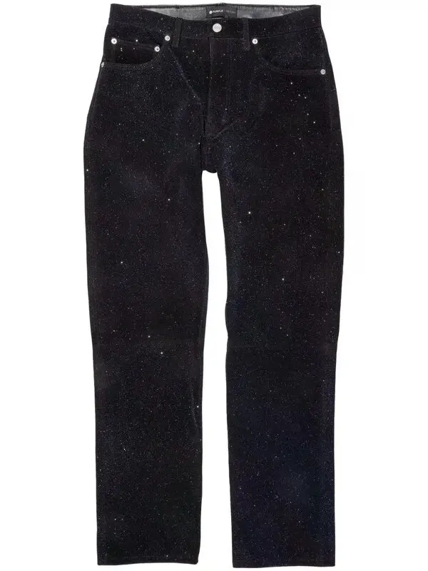 PURPLE BRAND Leather Straight-leg Trousers - Black