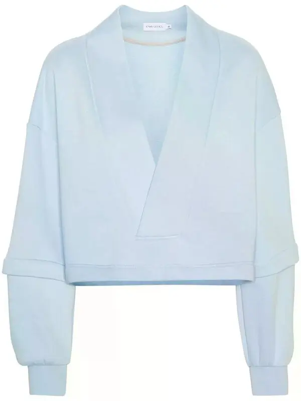 IOANA CIOLACU V-neck Cropped Sweatshirt - Blue