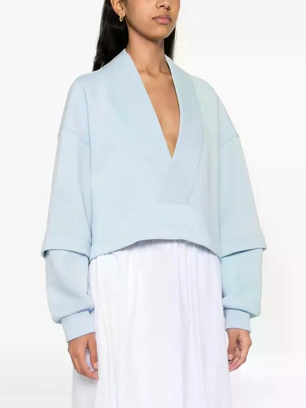 IOANA CIOLACU V-neck Cropped Sweatshirt - Blue