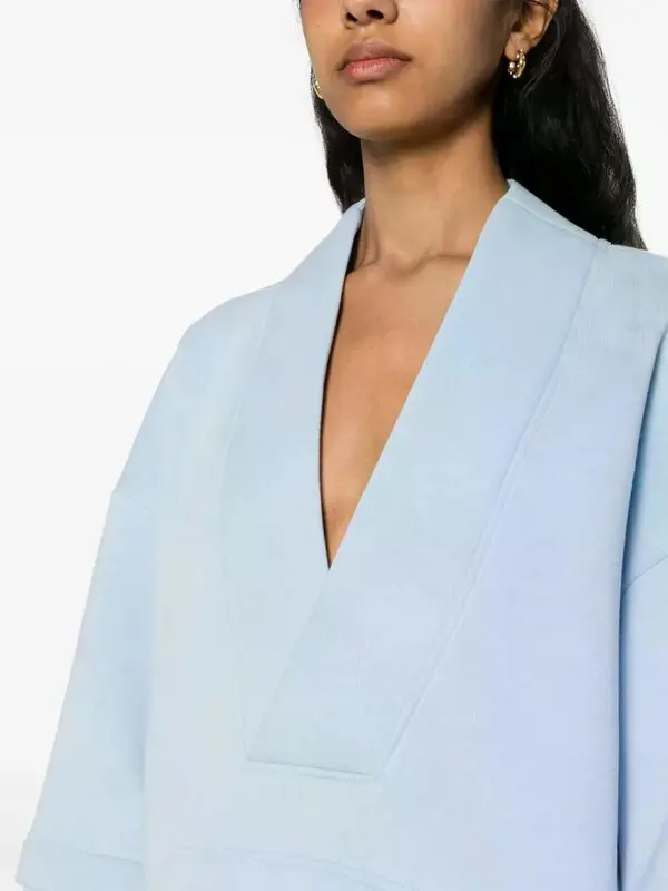 IOANA CIOLACU V-neck Cropped Sweatshirt - Blue