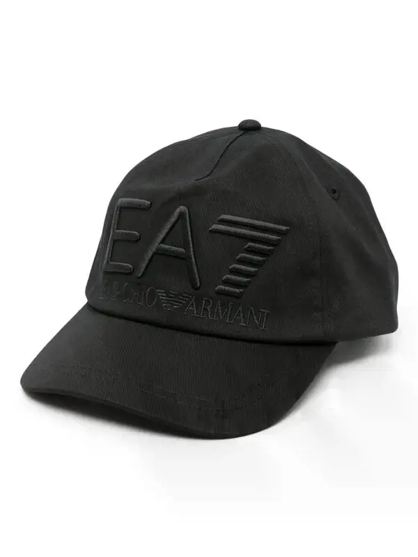 EA7 Logo-embroidered Cotton Baseball Cap - Black