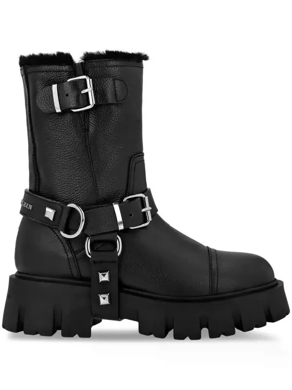 Philipp Plein Studded Ankle Leather Boots
