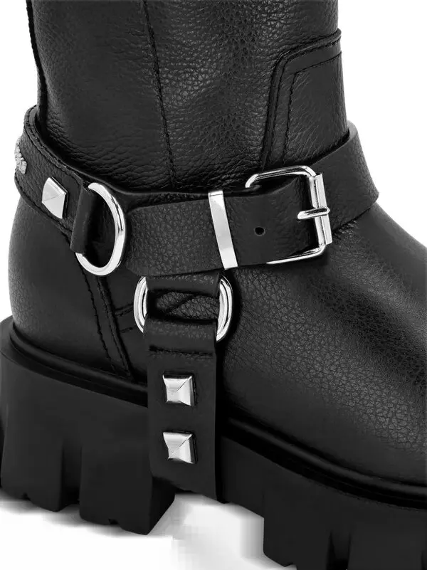 Philipp Plein Studded Ankle Leather Boots