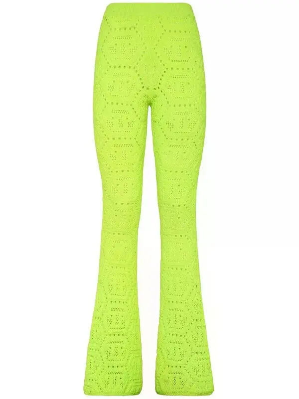 Philipp Plein Patterned Intarsia-knit Flared Trousers
