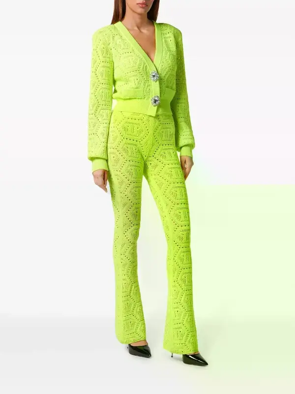 Philipp Plein Patterned Intarsia-knit Flared Trousers