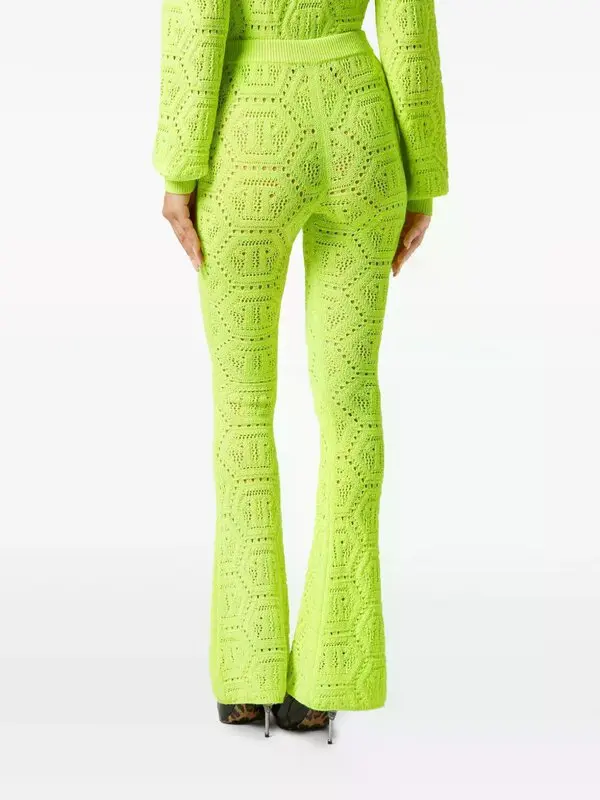 Philipp Plein Patterned Intarsia-knit Flared Trousers