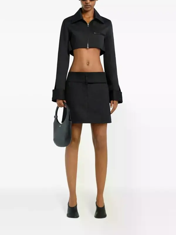 COURREGES Cropped Zip-up Jacket With Logo Embellishment - Black