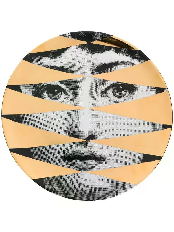 FORNASETTI Diamond Portrait Plate - Black