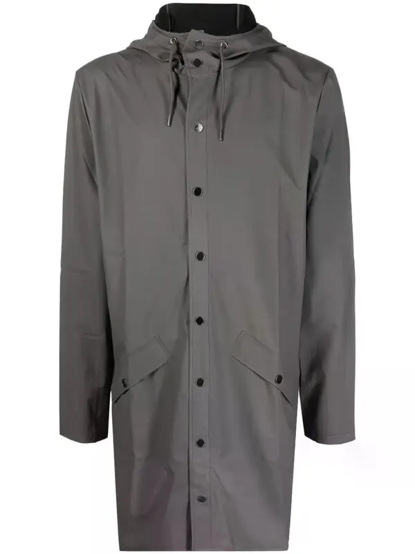 Rains Hooded Stud-fastening Raincoat - Grey