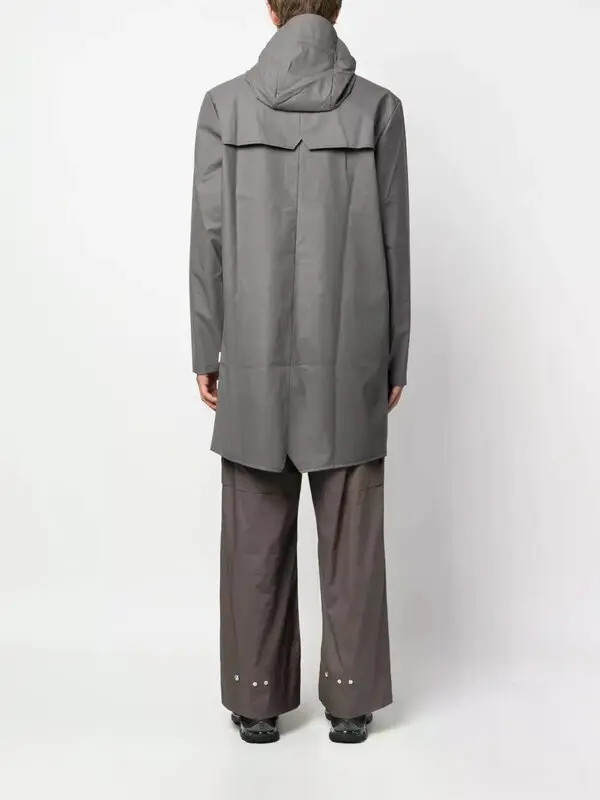 Rains Hooded Stud-fastening Raincoat - Grey