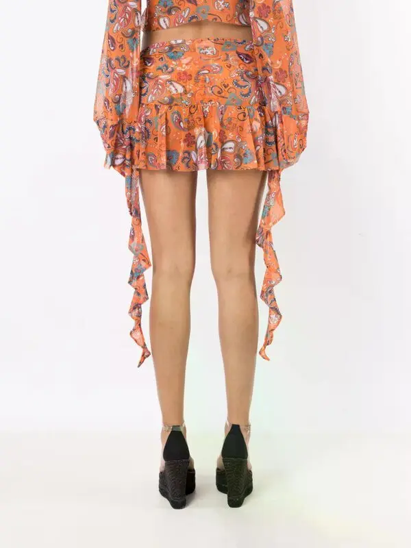 AMIR SLAMA Mesh Graphic-print Miniskirt