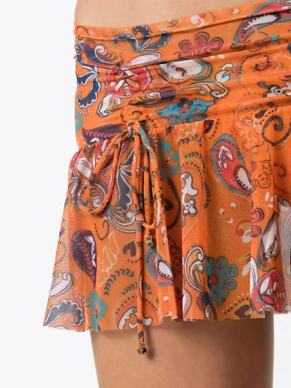 AMIR SLAMA Mesh Graphic-print Miniskirt