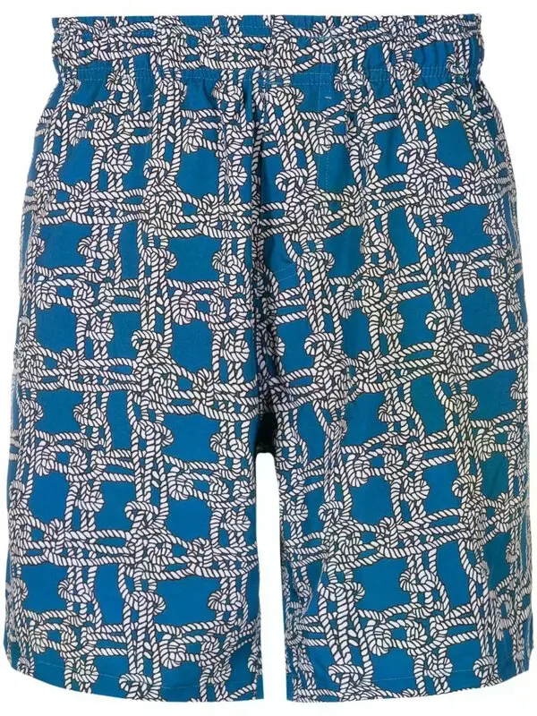 AMIR SLAMA Knot-print Swim Shorts - Blue