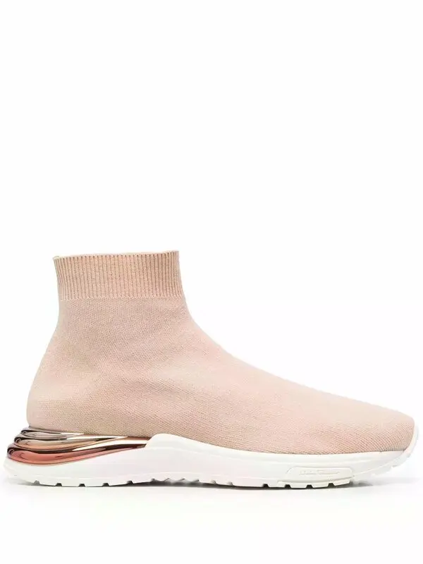 FERRAGAMO Metallic Heel-counter Sneakers - Neutrals