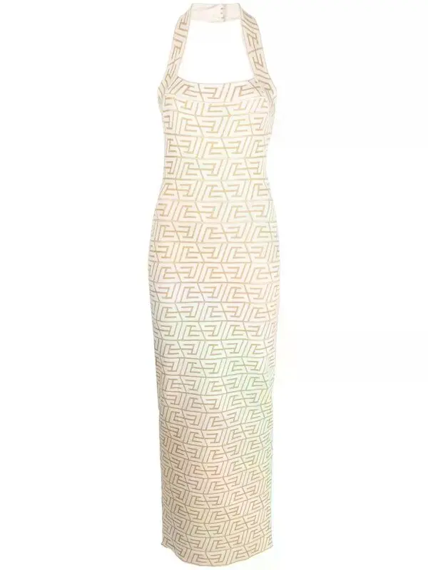 Balmain Logo-jacquard Halterneck Dress