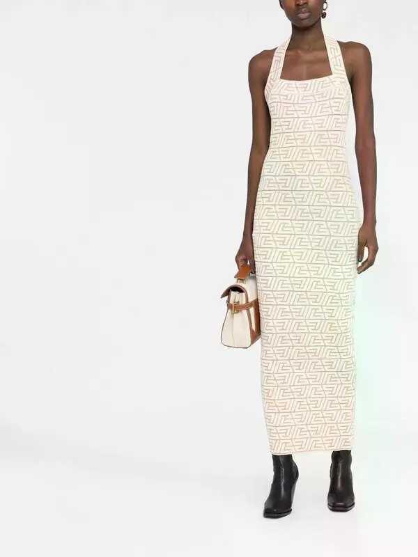 Balmain Logo-jacquard Halterneck Dress